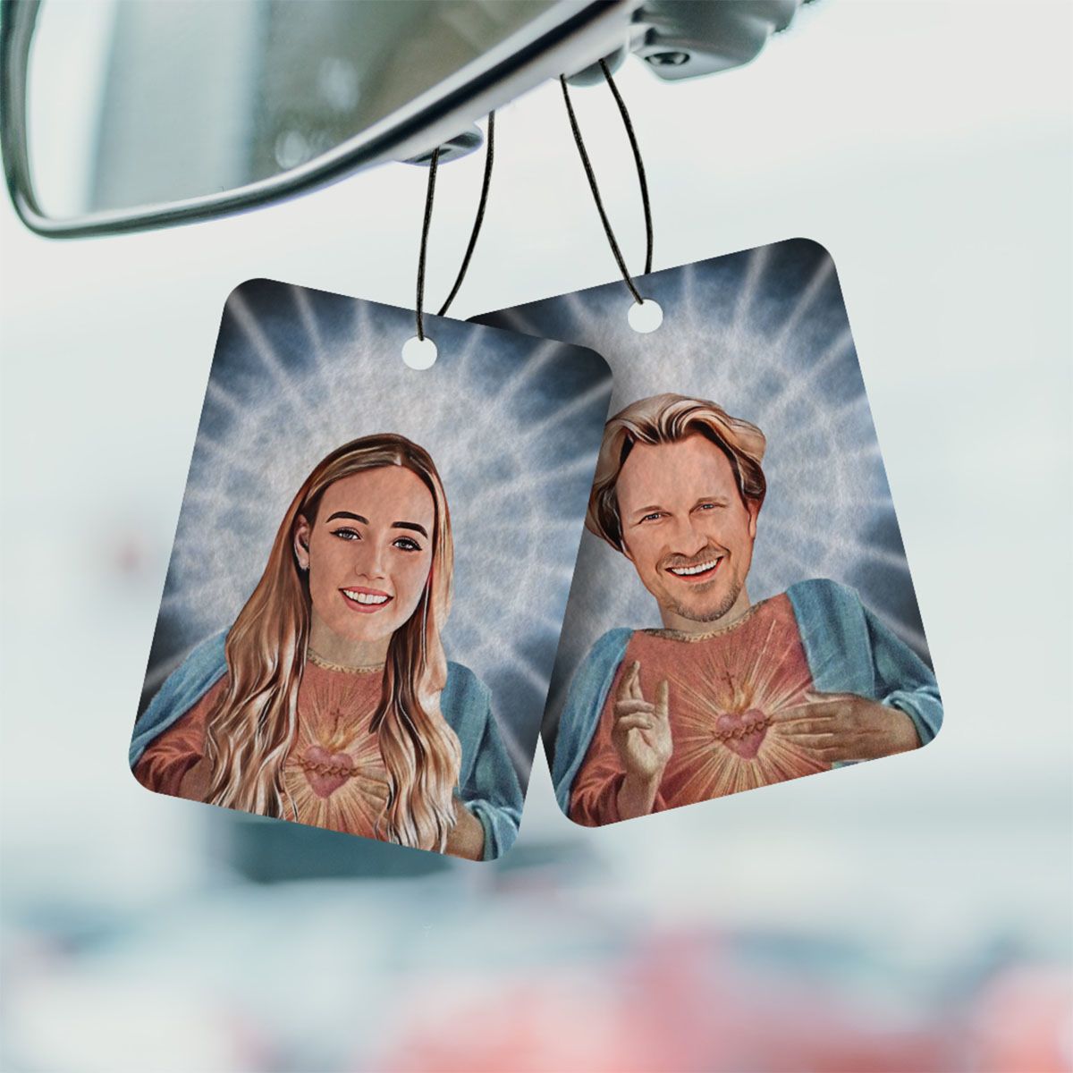 Profumatore Auto Personalizzato con Aureola e Faccia Set da 2 | Troppotogo